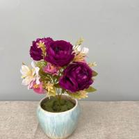 China Simulated Heavenly Fragrance Peony Bouquet Fake Flowers Peach Fragrance Plastic Wedding Roses Home Flower Arrangement Living Room Decoration for sale