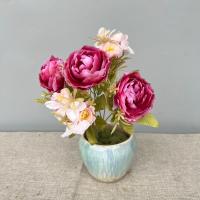 China Simulated Heavenly Fragrance Peony Bouquet Fake Flowers Peach Fragrance Plastic Wedding Roses Home Flower Arrangement Living Room Decoration for sale