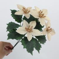 China Cross border simulation of poinsettia Christmas decoration, wedding gifts, fake flower bouquets, DIY ornaments, simulated flowers for sale
