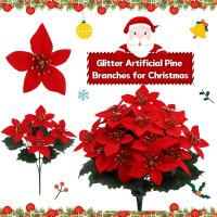 China Cross border simulation of poinsettia Christmas decoration, wedding gifts, fake flower bouquets, DIY ornaments, simulated flowers for sale