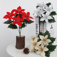 China Cross border simulation of poinsettia Christmas decoration, wedding gifts, fake flower bouquets, DIY ornaments, simulated flowers for sale