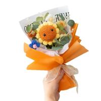 China Cross border popular handmade crochet carnation knitting yarn flower rose gift box Mother's Day finished bouquet gift for sale