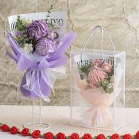 China Cross border popular handmade crochet carnation knitting yarn flower rose gift box Mother's Day finished bouquet gift for sale