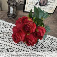 China 7-head Corolla simulation rose, fake flower bouquet, silk flower, artificial flower, wedding hall, high-end living room decoration ornament for sale