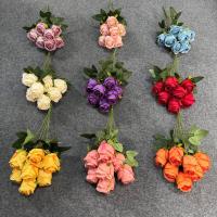 China 7-head Corolla simulation rose, fake flower bouquet, silk flower, artificial flower, wedding hall, high-end living room decoration ornament for sale