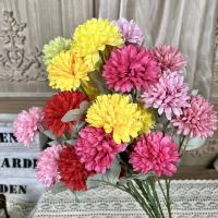 China 3-Headed Chrysanthemum Imitation Authentic Bouquet Wedding Flowers High End Touching Silk Flower Finished Decoration Living Room Decoration for sale