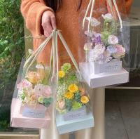 China Valentine's Day hand-held flower box, transparent pvc folding diy bouquet for sale