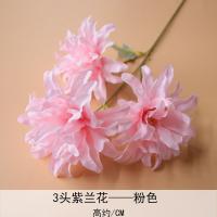 China Wedding simulation flower, three head purple orchid, wedding hall flower, home decoration, silk flower, photography, decoration, bouquet for sale