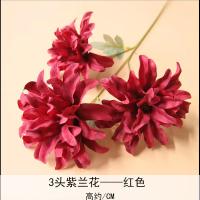 China Wedding simulation flower, three head purple orchid, wedding hall flower, home decoration, silk flower, photography, decoration, bouquet for sale