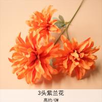 China Wedding simulation flower, three head purple orchid, wedding hall flower, home decoration, silk flower, photography, decoration, bouquet for sale