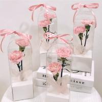 China pvc transparent panoramic rose single diy flower arrangement box, hand-held lighthouse flower packaging, eternal flower bouquet gift box material for sale