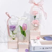 China pvc transparent panoramic rose single diy flower arrangement box, hand-held lighthouse flower packaging, eternal flower bouquet gift box material for sale