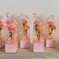 China pvc transparent panoramic rose single diy flower arrangement box, hand-held lighthouse flower packaging, eternal flower bouquet gift box material for sale