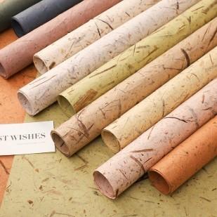 China Florist Wrapping and Bouquet Packing Paper Vintage Hand Torn Leaf Vein in Many Colors for sale
