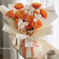 China Embossed Cream Floral Flower Wrapping Paper Waterproof Specialty Paper for sale