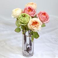 China ins big-headed artificial rose, charred edge rose, artificial flower, home decoration flower, silk flower, wedding bouquet for sale