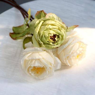 China ins big-headed artificial rose, charred edge rose, artificial flower, home decoration flower, silk flower, wedding bouquet for sale