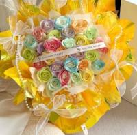 China Candy Colored Crystal Glass Waterproof Floral Flower Wrapping Paper for Partysu 57*57cm for sale