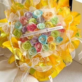 China Candy Colored Crystal Glass Waterproof Floral Flower Wrapping Paper for Partysu 57*57cm for sale
