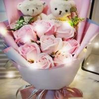 China Soap Rose Bouquet Gift Box Soap Artificial Flower with Bear and Led Birthday Valentine Wedding Gift for sale