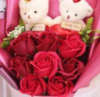 China Soap Rose Bouquet Gift Box Soap Artificial Flower with Bear and Led Birthday Valentine Wedding Gift for sale