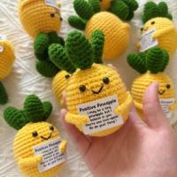 China Adorable Positive Energy Ornament Handmade Crochet Pineapple Plush Doll for Party Decorations for sale