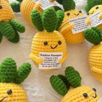 China Adorable Positive Energy Ornament Handmade Crochet Pineapple Plush Doll for Party Decorations for sale