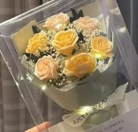 China Mini Flower Bouquet Valentine's Day Ice Blue Rose Soap Flower Bouquet Full of Star Dried Flowers for Girlfriend Wife Gift for sale