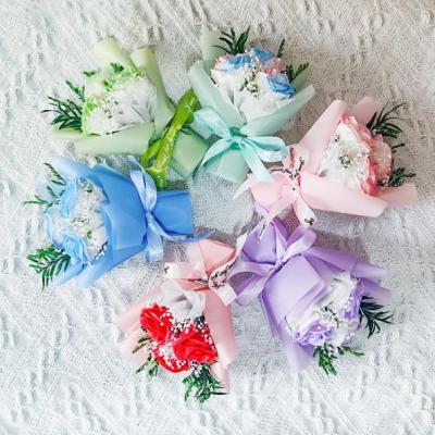 China Mini Soap Flower Red Rose Small Bouquet Handmade Lightweight Model 012 Valentine's Day Mother's Day Thanksgiving for sale