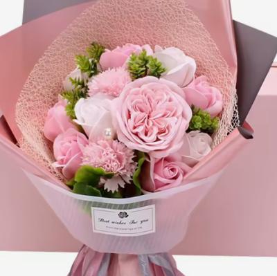 China Soap Flowers Mother's Day Valentine's Day Gifts Bouquet Handmade Rose Soap Dried Flower Gift Box for sale