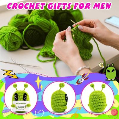 China Handmade Knit Positive Extraterrestrial Martian Doll Birthday Classmate Fathers Graduation Gifts Crochet Doll for sale