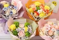 China Mini Eco-Friendly High Quality Rose Bouquet Soap Flowers Christmas Wall Decor New Design Artificial Immortalized Decorative for sale
