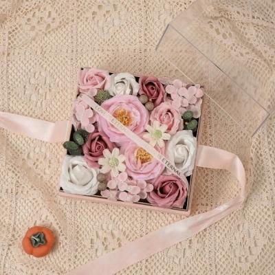 China Luxury Handmade Forever Soap Flower Rose Bouquet in Acrylic Box, Elegant Scented Soap Flower Gift for Valentine's Day, Christmas & Birthday for sale