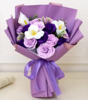 China Valentine's Day High-end Gift Soap Flower Simulation Rose Large Flower Bouquet for Girlfriend Wife Lover Transparent Tote Bag for sale