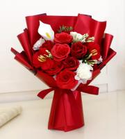 China Valentine's Day High-end Gift Soap Flower Simulation Rose Large Flower Bouquet for Girlfriend Wife Lover Transparent Tote Bag for sale