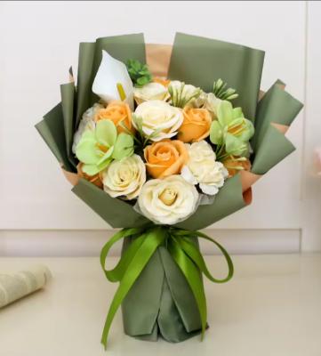 China Valentine's Day High-end Gift Soap Flower Simulation Rose Large Flower Bouquet for Girlfriend Wife Lover Transparent Tote Bag for sale