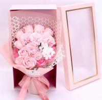 China Carnation Soap Flower Hydrangea Bouquet Rose Soap Bouquet Gift Box for sale