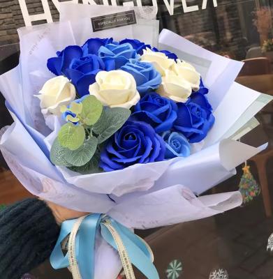 China Valentines Day Soap Flower Artificial Rose Handmade Bouquet Creative Birthday Gift for sale