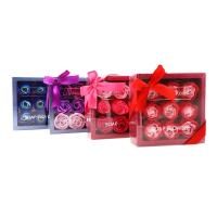 China Floral Scented Bath Soap Rose Gift Box, 5cm Diameter Bath Rose Petal Soap for Valentine Mother Christmas Wedding Favor OEM ODM for sale