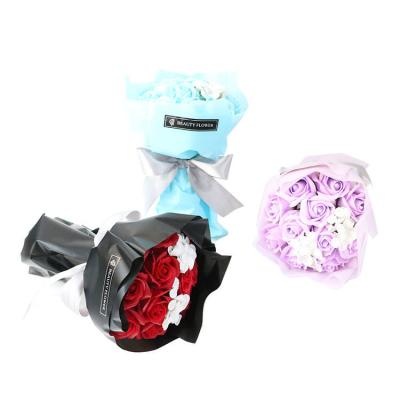 China Valentines Day Birthday Gift Colorful Artificial Soap Rose Soap Flowers Bouquet Decorative Plants for sale