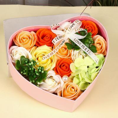 China Soap Flower Heart Shape Box 2026 Valentines Day Mother's Day Gift Soap Flowers Box Gift Set for sale