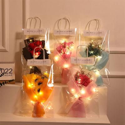 China 45cm Long Stem Soap Flower Bouquet, Rose/Sunflower/Baby Breath Soap Bouquet Flowers Gift For Mother's Day Wedding Anniversary for sale