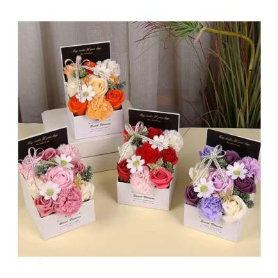 China Boxed Fabric Soap Flower Bouquet, Mini Soap Rose Gift Box for Valentine Mother Father Christmas Graduation Halloween Wedding for sale