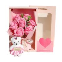 China Handmade Modern Bear-Shaped Soap Flower Bouquet 7 Roses Creative Gift for Valentine's Day Mother's Day Teacher's Day for sale