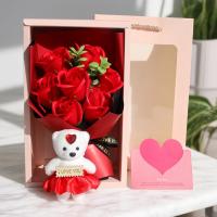 China Handmade Modern Bear-Shaped Soap Flower Bouquet 7 Roses Creative Gift for Valentine's Day Mother's Day Teacher's Day for sale