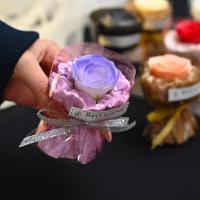 China Handmade Mini Soap Rose Bouquet Dried Flower Gift Model HBL006 Wool Foam Linen Soap Flower for Wedding Valentine Corporate Holiday Decor for sale