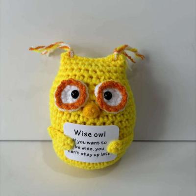 China New Positive Potato Handmade Inspirational Crochet Knitted Doll Emotional Support Cute Knitted Positive Wise Owl for sale