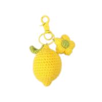 China Cute Mini Lemon Style Keychain Knitted Crochet Wool Thread Keychain Handmade Fashionable Bag Accessory for sale