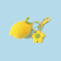 China Cute Mini Lemon Style Keychain Knitted Crochet Wool Thread Keychain Handmade Fashionable Bag Accessory for sale