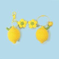 China Cute Mini Lemon Style Keychain Knitted Crochet Wool Thread Keychain Handmade Fashionable Bag Accessory for sale